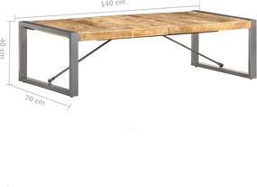 Konferenční stolek 140 x 70 x 40 cm hrubé mangovníkové dřevo 321587