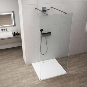 Polysan Esca - Sprchová stěna Walk-In 100x210 cm, Antidrop, čiré sklo/gun metal ES1010-12