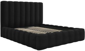 OnaDnes -20% Černá sametová dvoulůžková postel MICADONI Kelp 140 x 200 cm s úložným prostorem