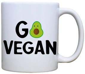 Super plecháček Keramický hrnek s potiskem Go vegan Objem a motiv: 200 ml bílý uvnitř