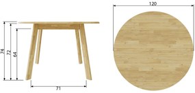 Hoorns Dubový kulatý jídelní stůl Oakley 120 cm