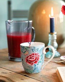 Pip Studio Flower Festival hrnek 350ml, modrý (hrnek z tenkostěnného porcelánu)