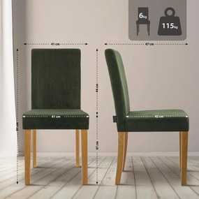 Sada 2 ks jídelních židlí Ina látka cord, antik světlá - zelená