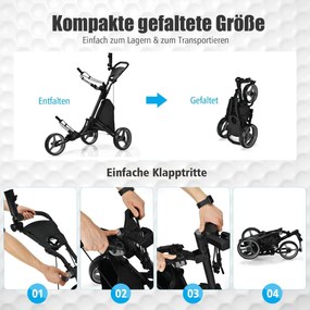 Costway Skládací tříkolový golfový vozík z hliníku, šedý