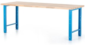 Výškově nastavitelný dílenský stůl Basic, 220 x 80 cm, modrá - ral 5012