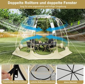 Costway 630° Průhledný PVC stan vyskakovací pro 5-6 osob – 265 × 265 cm