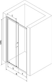 Mexen Apia posuvné sprchové dveře 105 cm, transparentní, černé - 845-105-000-70-00