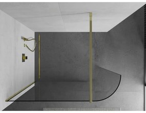 Mexen Kioto, zaoblená sprchová zástěna 100 x 200 cm, 8mm čiré sklo, zlatý profil, 800-100-101-50-06