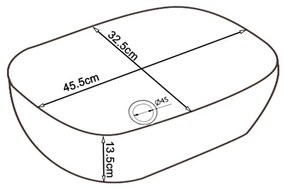 BPS-koupelny Keramické umyvadlo na desku HYD-MTB-MAR1-455 45,5x32,5 cm, bílý mramor/černá