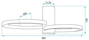 Toolight Toolight, LED stropní svítidlo 50x30,5cm, 22W, APP1402-CW, zlatá lesklá, OSW-05849