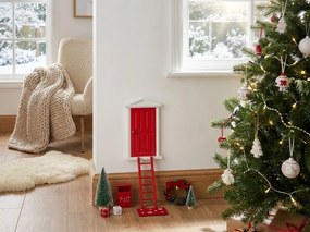 Dveře pro vánočního skřítka s doplňky ELF DOOR 17,5 cm, červené