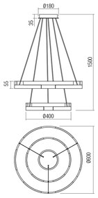 Smarter 01-3179 závěsné LED svítidlo Castle, matně černá, 60W, 3000K, ø60cm