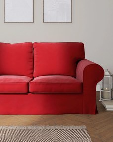 Potah na pohovku IKEA Ektorp 3-místná rozkládací, NOVÝ MODEL 2013 barva červená látka lesklé, sametová