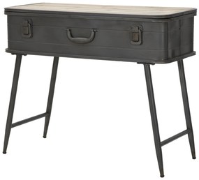 Konzolový stolek/kufr Mauro Ferretti Iron 80x35x67,5 cm, černá/přírodní