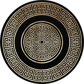 Dywany Łuszczów, Kusový koberec Allure 1968 black/gold kruh, 120x120 (průměr) kruh, černá, kancelář