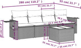 5dílná zahradní sedací souprava s poduškami černá polyratan 3252223