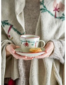 Krémový hrnek na cappuccino s vánočním motivem z kameniny 300 ml Yule – Bloomingville
