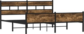 Kovový rám postele bez matrace kouřový dub 183 x 213 cm 3308492