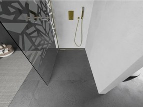 Mexen Kioto L, sprchová zástěna Walk-In 120 x 200 cm, 8mm čiré sklo bílý vzor, ​​zlatý lesklý profil, 800-120-103-50-78