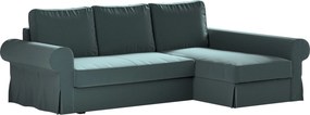 Potah na pohovku IKEA Backabro rozkládací se šezlongem barva zelená látka sametová