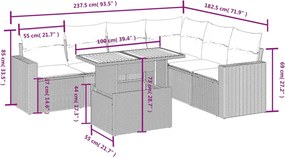 7dílná zahradní sedací souprava s poduškami černá polyratan 3271328