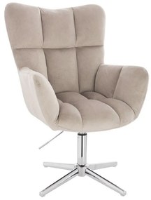 LuxuryForm DESIGN Otočné křeslo AURORA VELUR na stříbrném kříži - latte