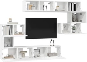 8dílný set TV skříněk bílý kompozitní dřevo 3078723