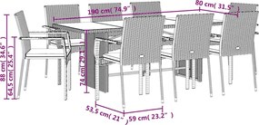 9dílný zahradní jídelní set s poduškami černý polyratan 3213495