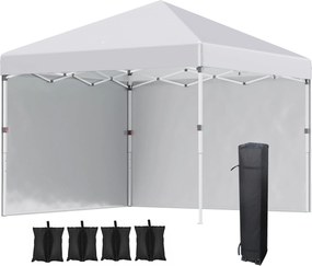 Pavilón Outsunny přibližně 3x3m, voděodolný stabilní zimní pop-up skládací pavilón se 2 bočními stěnami, UV 30+ ochrana, skládací párty stan zahradní