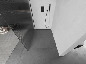 Mexen Kioto L, sprchová zástěna Walk-In 100 x 200 cm, 8mm sklo s žebrovým vzorem, černý profil, 800-100-103-70-09