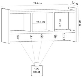 Nástěnný věšák STAR 35x76 cm bílá