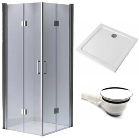 BPS-koupelny Čtvercový sprchový kout HYD-SK1290B 90x90 chrom/transparent + vanička HYD-SSV-ST02B bílá
