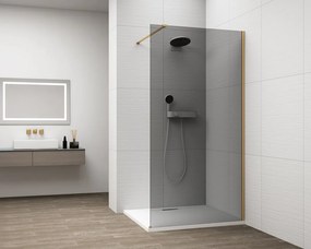 Polysan Esca Gold Matt jednodílná sprchová zástěna 110 x 210 cm k instalaci ke stěně zlatá sklo kouřové ES1211-04
