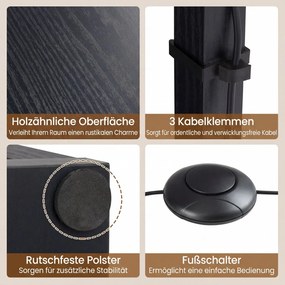 Costway Stojací lampa s nastavitelným jasem, moderní stojací lampa s odkládacím