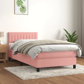 Box spring postel s matrací růžová 100x200 cm samet 3141412