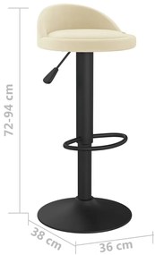 vidaXL Marketos Barové stoličky 2 ks krémové samet