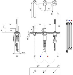 Ravak X070186 - Vanová baterie 3-otvorová PURI černá