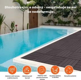 ConSys Plastové dlaždice 30x30x2 cm PP 67295 sada 10 kusů tmavě hnědá