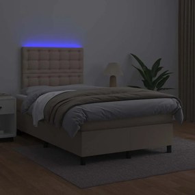 Box spring postel matrace a LED cappuccino 140x190cm umělá kůže 3270298
