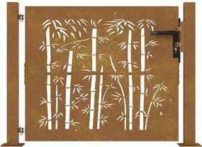 Zahradní branka 100 x 75 cm corten ocel bambusový design 153238