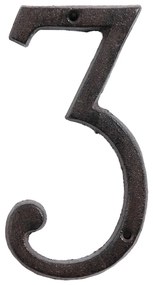 Hnědé nástěnné litinové číslo 3 - 7*1*14 cm