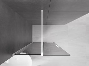 Mexen Velar, sprchová zástěna s posuvnými dveřmi Walk-in 80 x 200 cm, 8mm šedé sklo, bílá matná, 871-080-000-43-20
