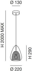Fabas 3673-40-126 Britton, šedé závěsné svítidlo v kombinaci kov/sklo, 1xE27, průměr 22cm