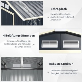 Costway 2 kovová kůlna na nářadí prodloužená + sada kůlny na nářadí uzamykatelná