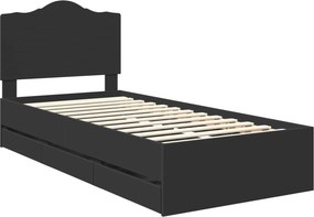Rám postele se zásuvkou Černý 90 x 200 cm Inženýrské dřevo 3413451