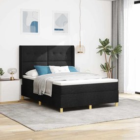 Postel s boxspringem s čelo Černá 140 x 200 cm textil 3341835