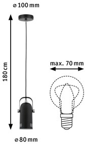 Paulmann 79766 - 1xE27/15W Lustr na lanku LAVEA 230V černá