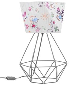 Dětská stolní lampa Diamond, 1x bílé textilní stínítko se vzorem, d