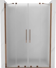 Mexen Velar Duo, posuvné sprchové dveře do otvoru 150 cm, 8mm sklo námraza, růžové zlato, 871-150-000-32-60