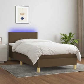 vidaXL Box spring postel s matrací a LED 80 x 200 cm textil [3133513] Barva: tmavě hnědá